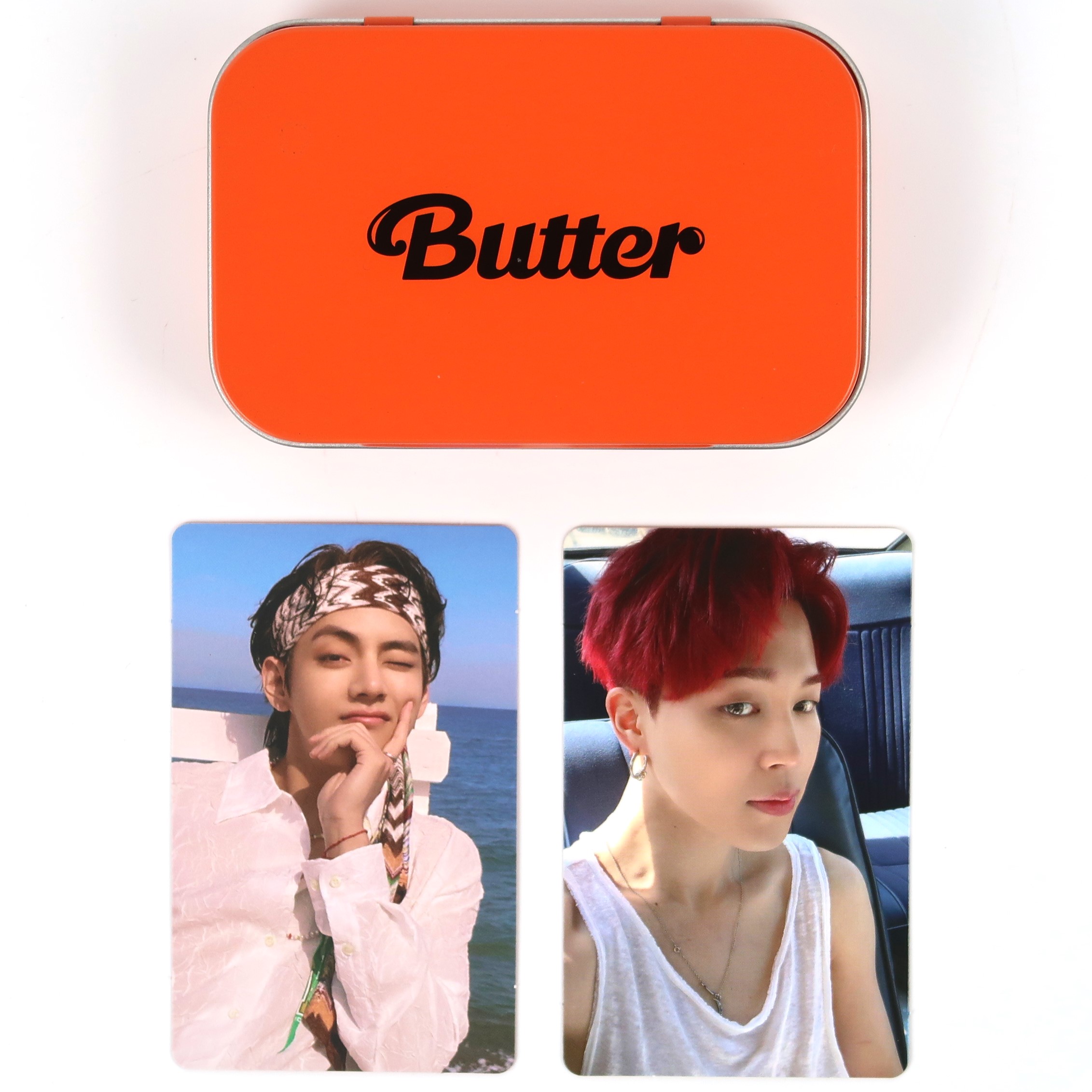 BTS Butter Pre-Order Tin Box + Jimin + V Photocard Peach Version ...